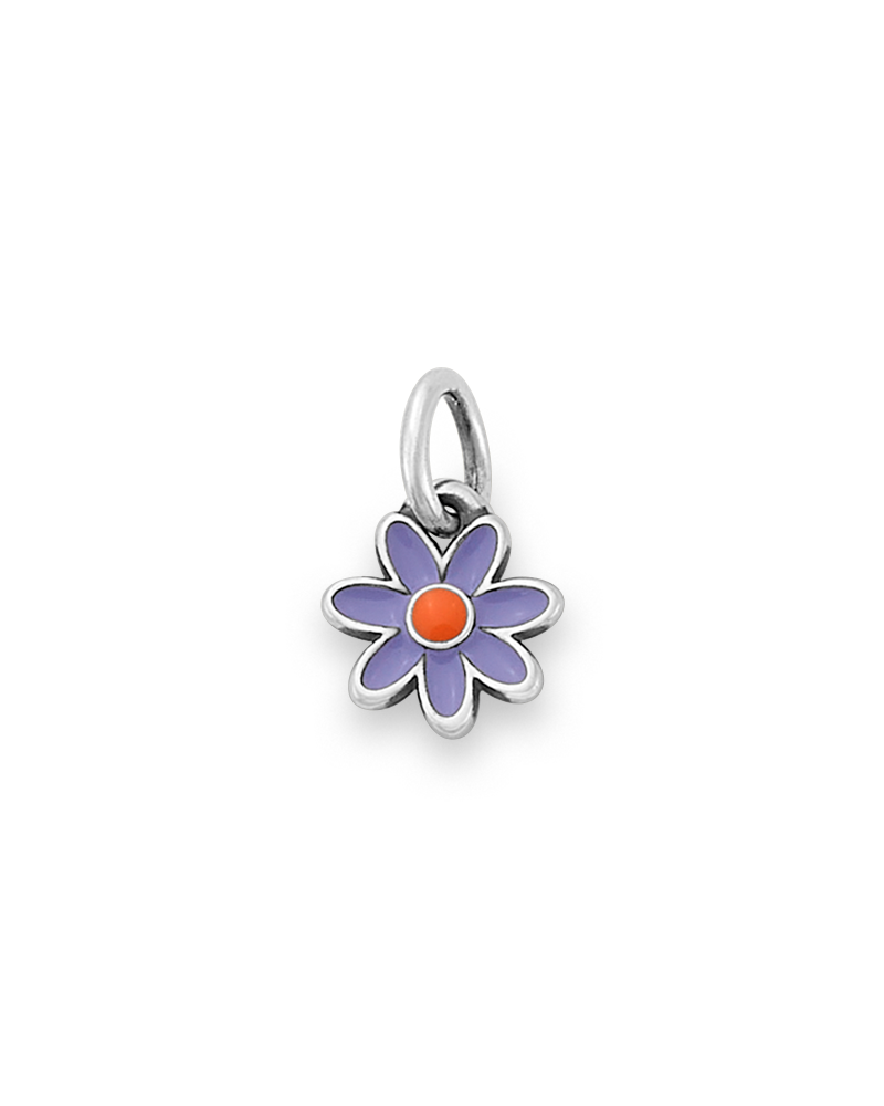 Enamel Lavender Purple and Orange Mini Flower Charm – Consuela