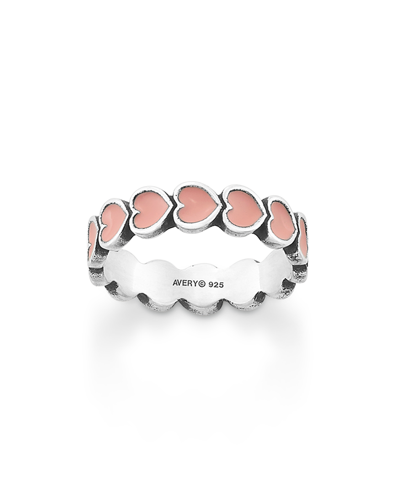 Enamel Pink Connected Hearts Ring – Consuela
