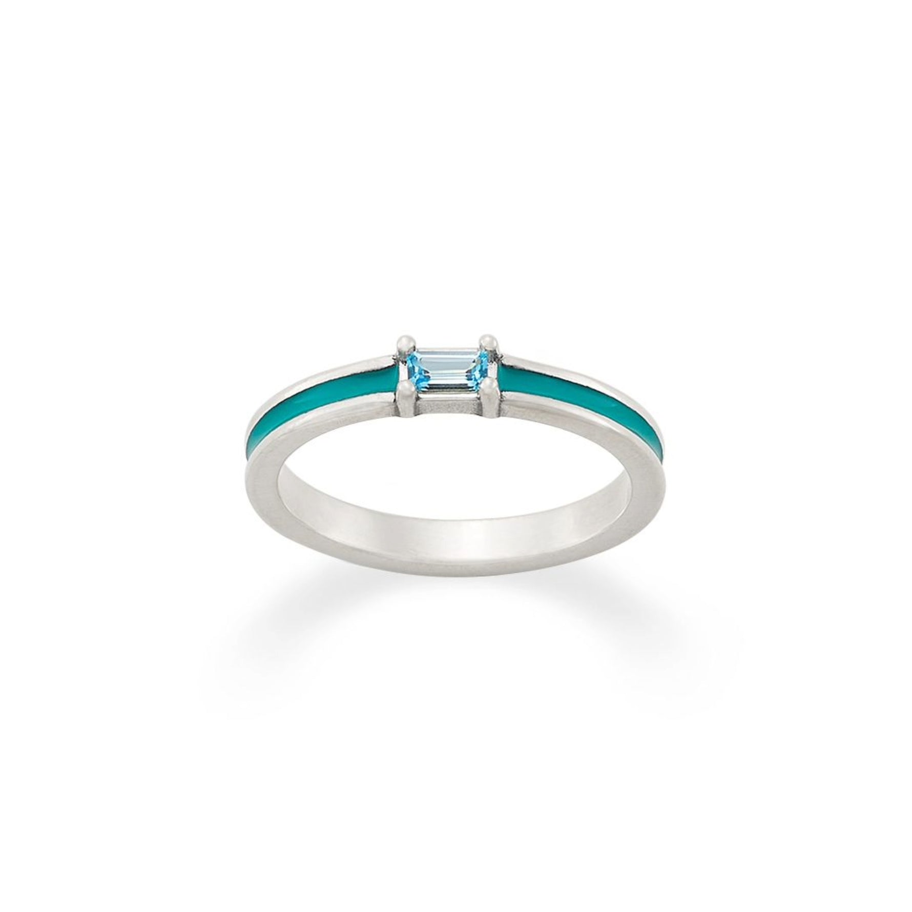 Enamel Blue Gemstone Stacker Ring – Consuela
